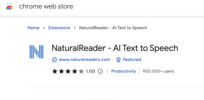 Natural Reader Chrome Extension